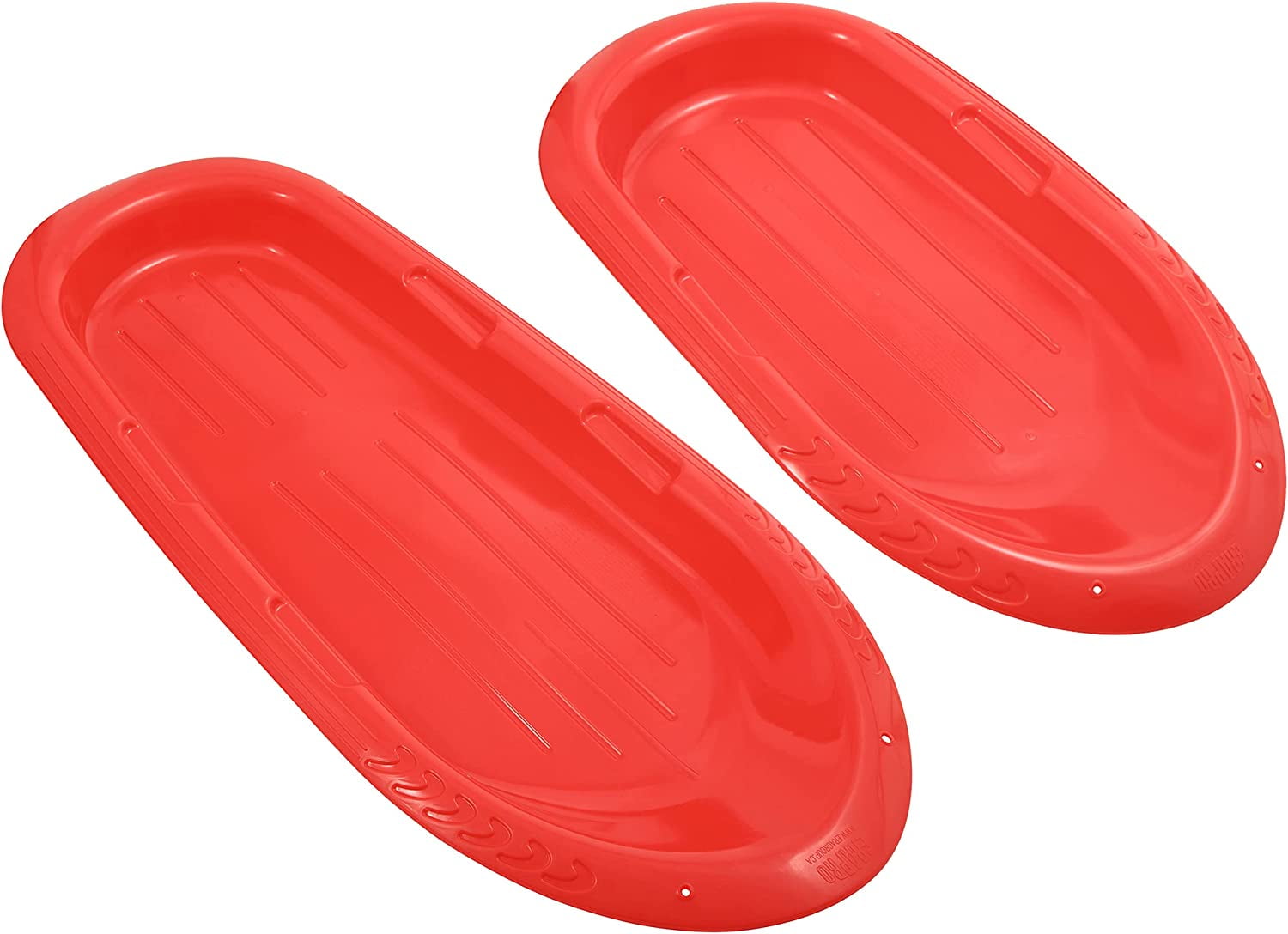 Superio 2 Pack Toboggan Snow Sleds for Kids and Adults, 36" and 48" Red ...