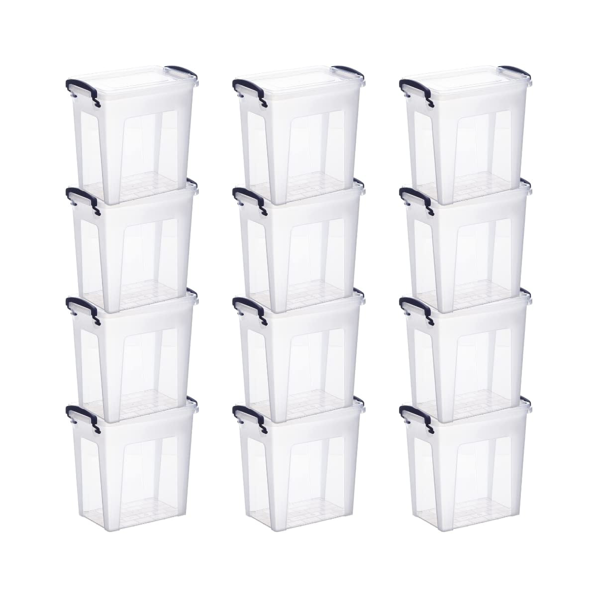 Superio 20 Qt Letter Size Clear Plastic Storage Bins with Lids and ...