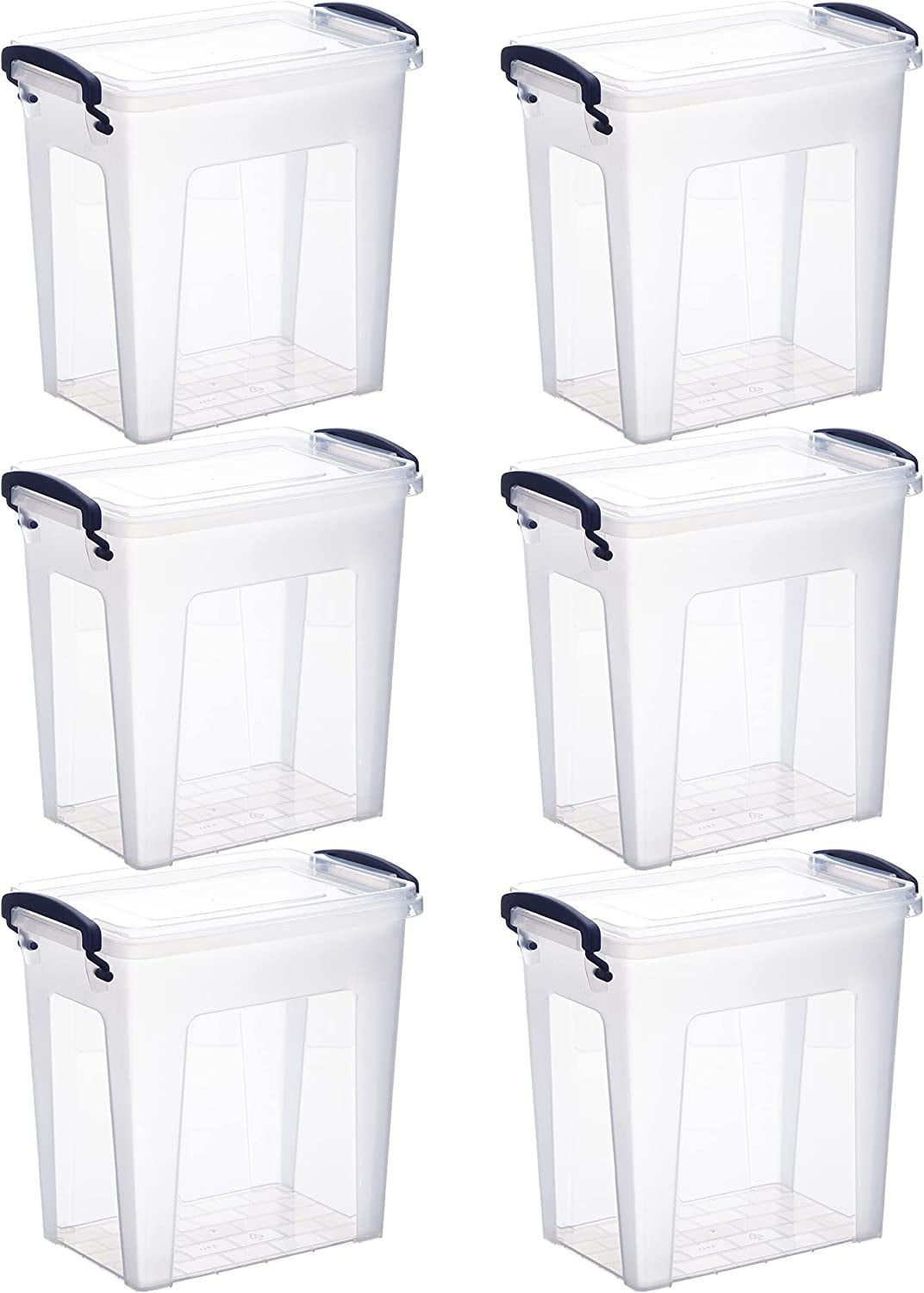 Superio 20 Qt Letter Size Clear Plastic Storage Bins with Lids and ...