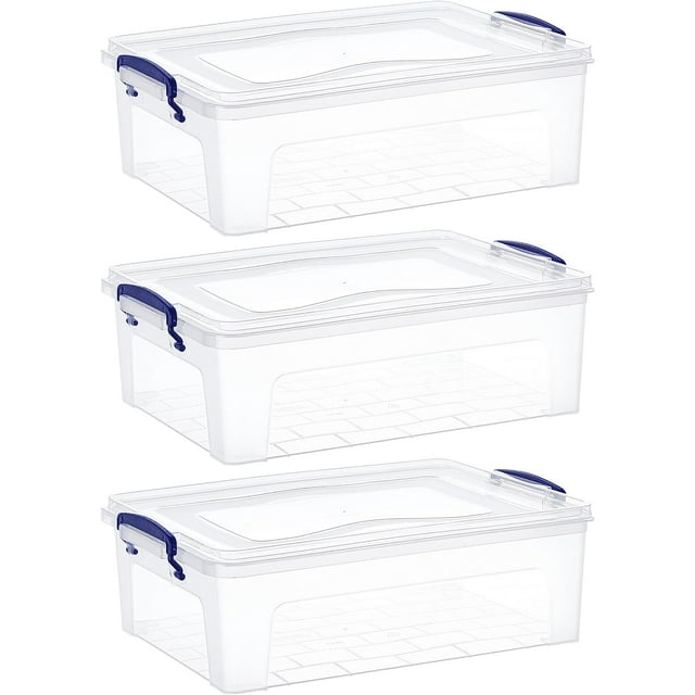 Superio 22 Qt Clear Plastic Storage Bins with Lids and Latches ...