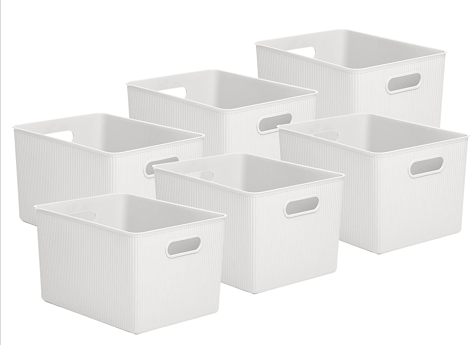 Superio 22L Large Ribbed Storage Bin- Plastic Storage Bin (6 Pack ...