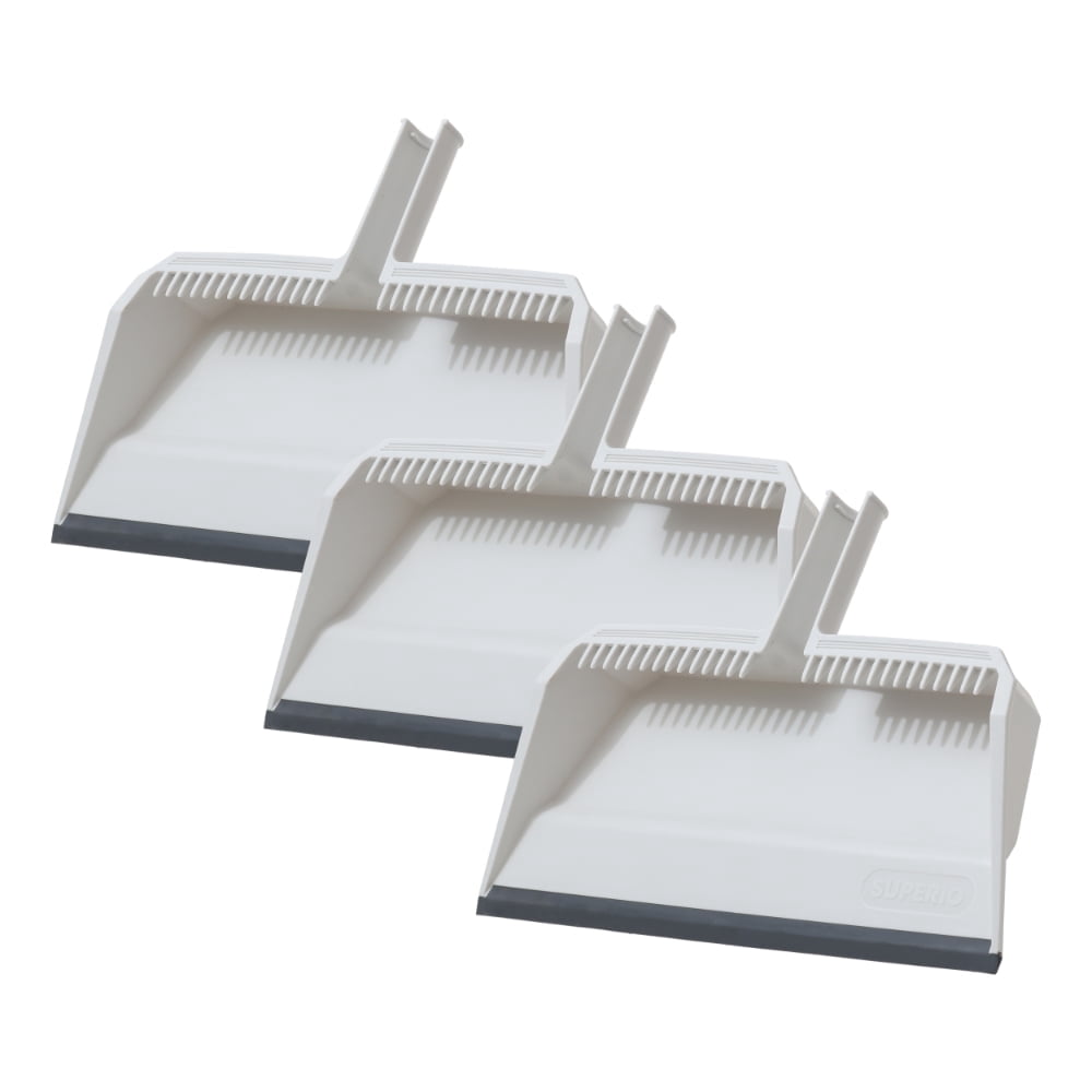 Superio 3-Pack Wide Plastic Dustpan with Comb - 16" Wide, Rubber Lip ...
