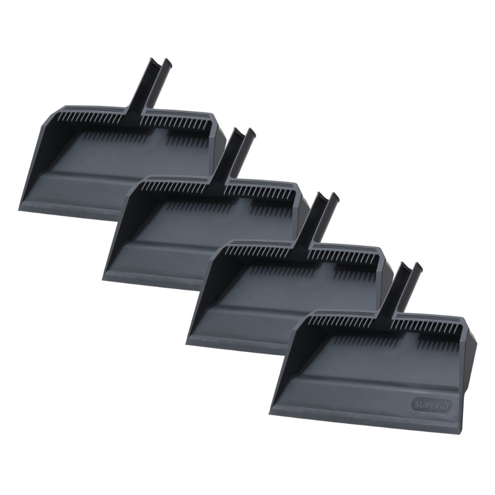 Superio 4-Pack Wide Plastic Dustpan with Comb - 16" Wide, Rubber Lip ...