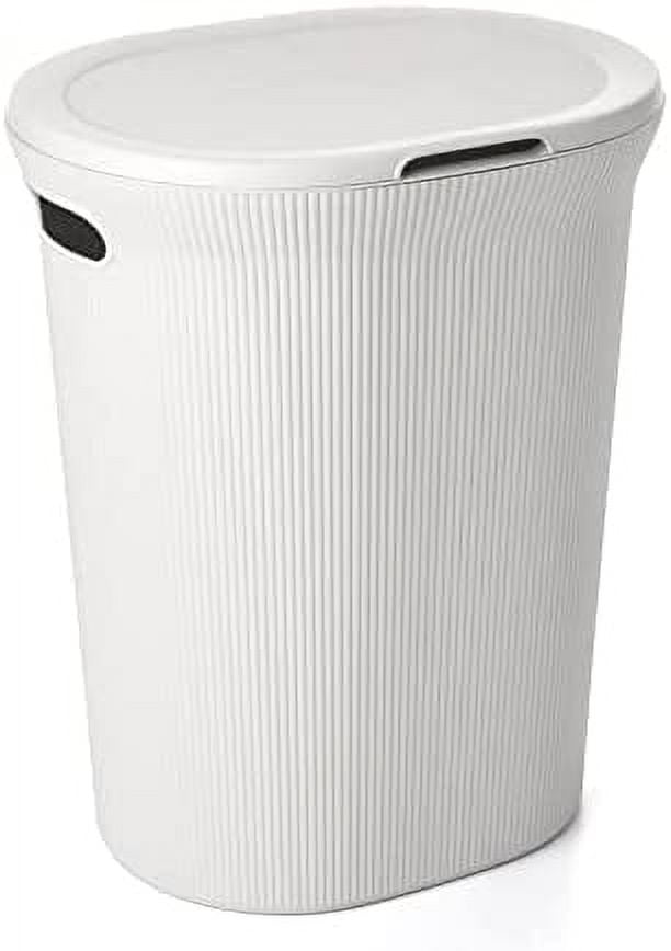 Superio 40L Elegant Ribbed Plastic Laundry Hamper with Lid - White ...