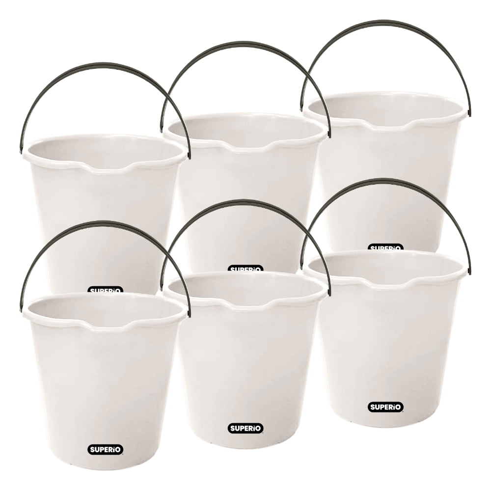 Superio 6-Pack Plastic Cleaning Bucket for Home, 2 Gallon Pail for ...