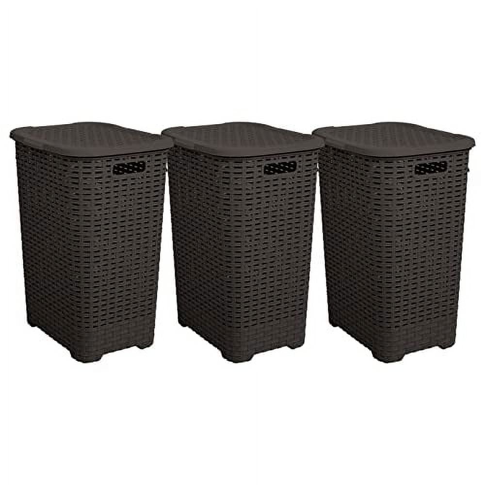 Superio Dirty Clothes Basket, 60L Large Wicker Plastic Laundry Hamper ...