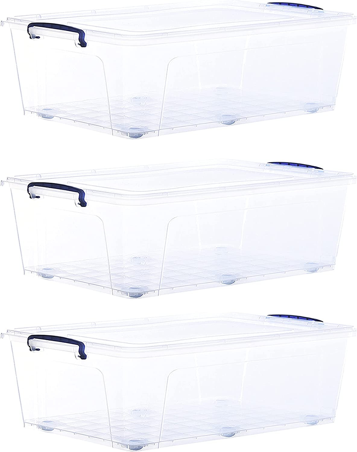 Superio Under Bed Rolling Storage Containers (3 Pack), Stackable Clear ...