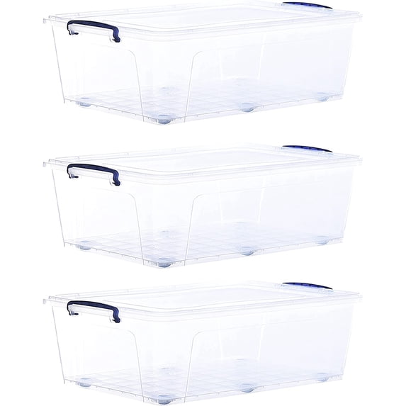 Superio Under Bed Rolling Storage Containers (3 Pack), Stackable Clear ...