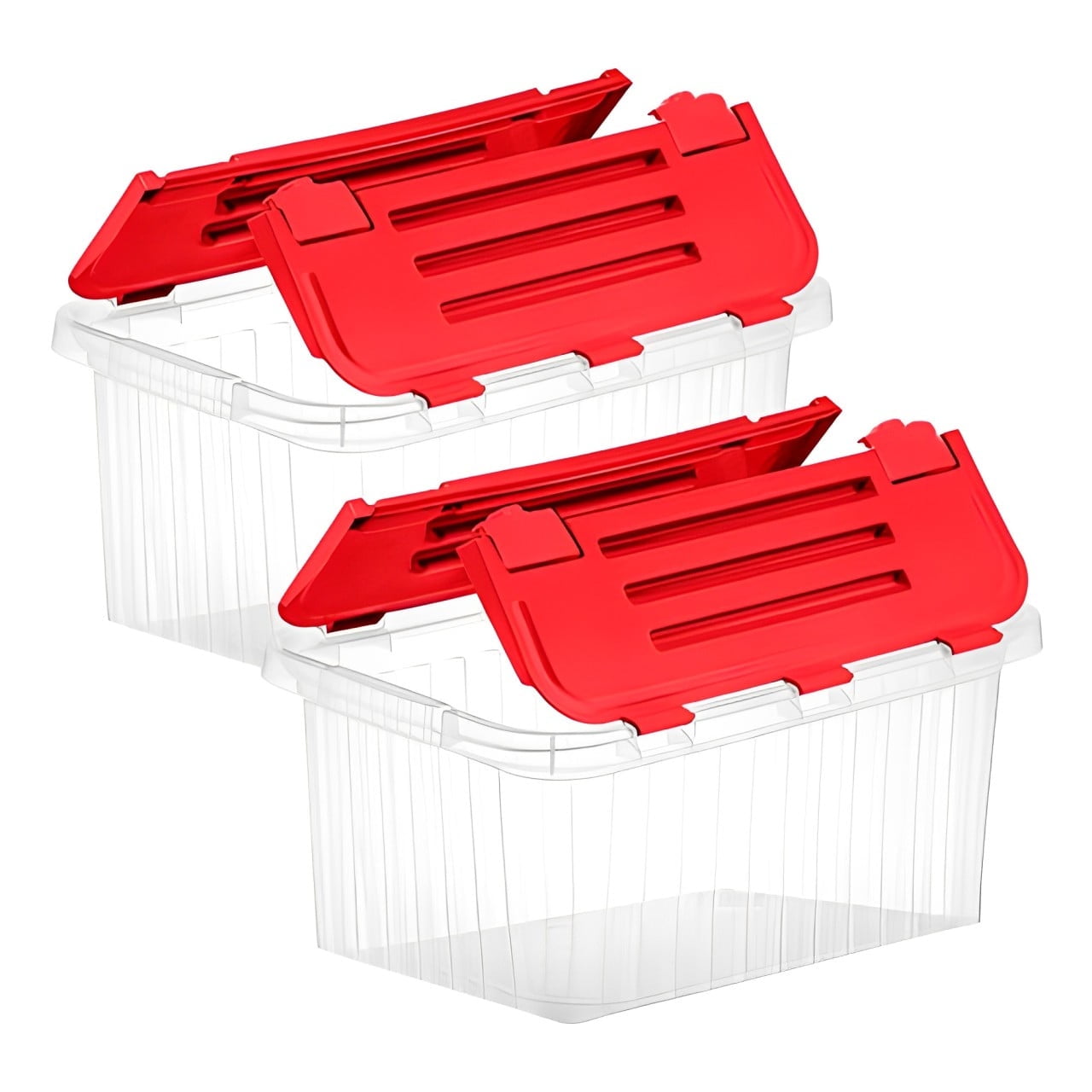 Superio Christmas Storage Box with Red Hinged Lids, 2 Pack Plastic ...