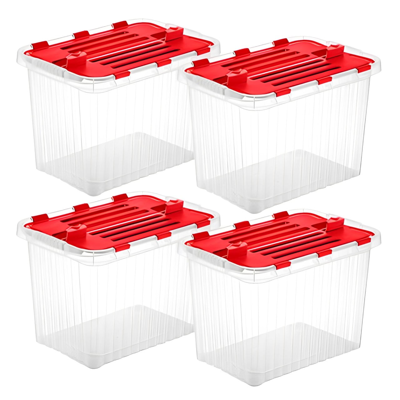 Superio Christmas Storage Box with Red Hinged Lids, Plastic Container ...