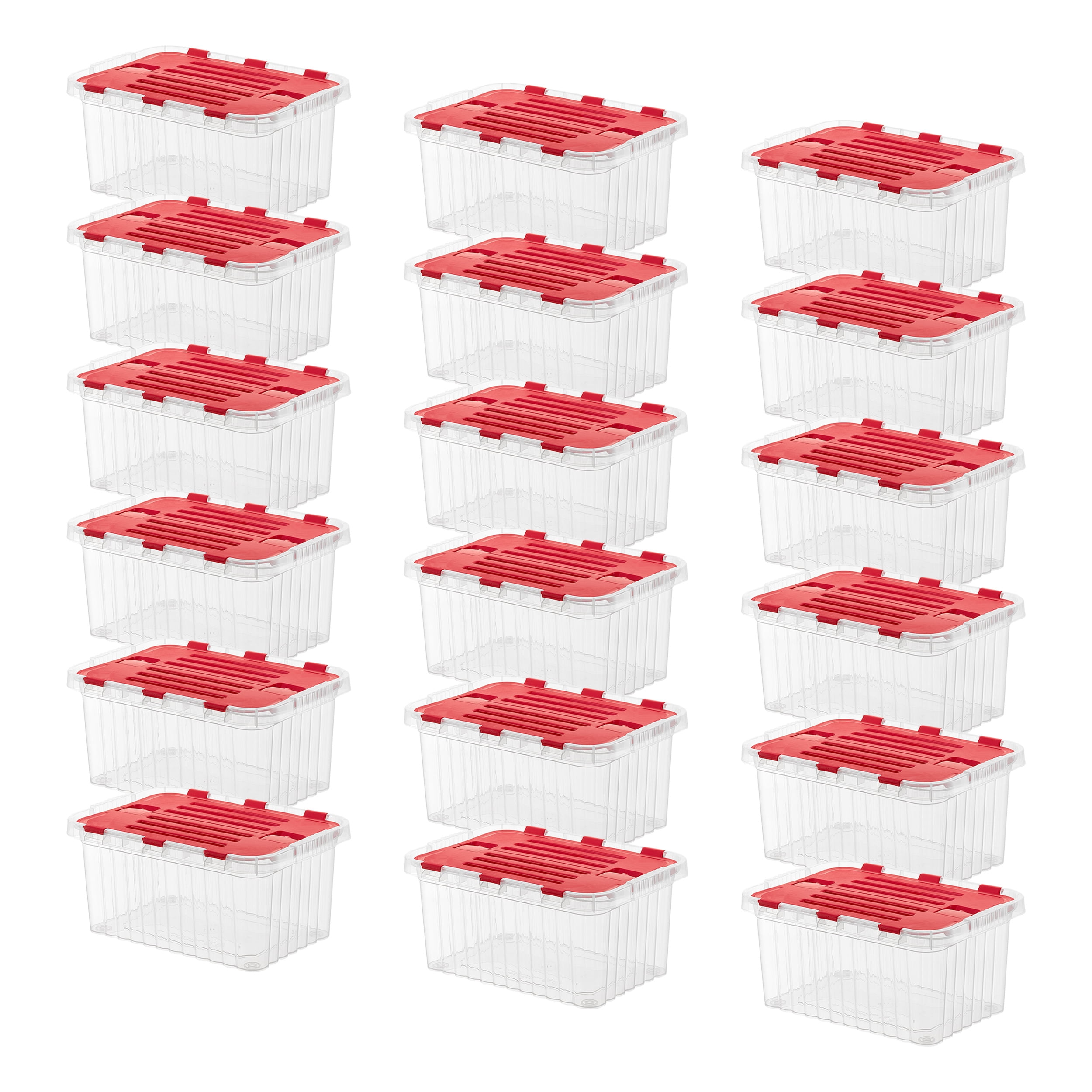 Superio Christmas Storage Box with Red Hinged Lids, Plastic Container ...