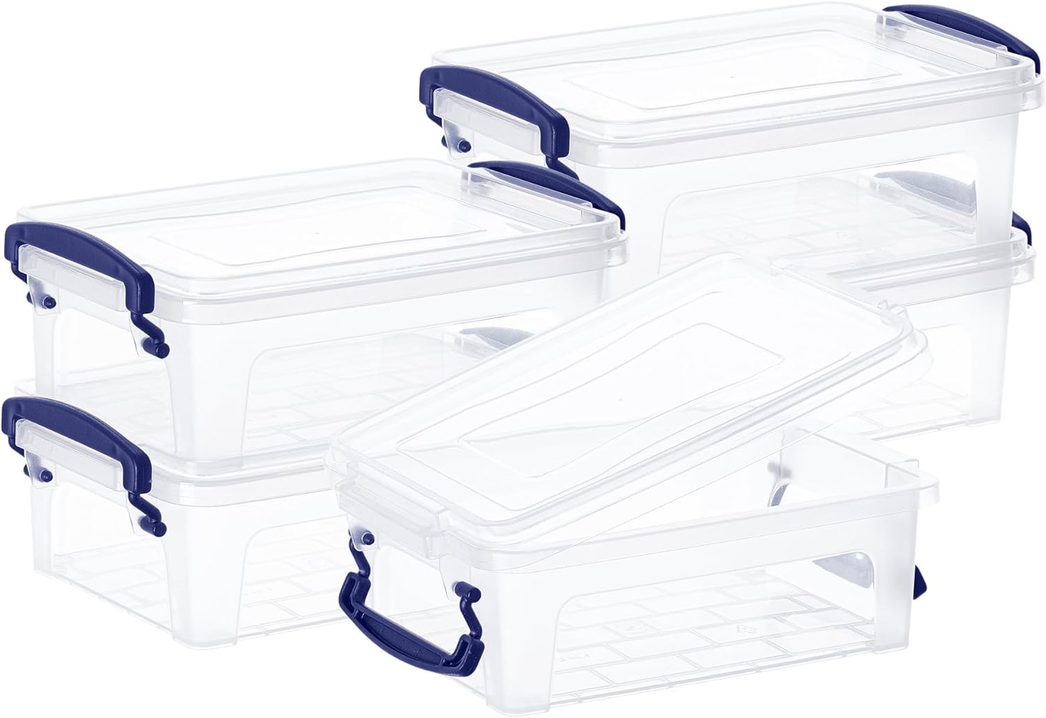 Superio Clear Plastic Storage Bins with Lids, 1.25 Quart (5 Pack ...