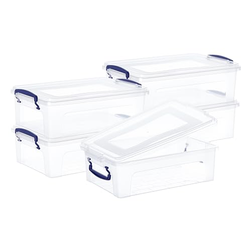 Superio Clear Plastic Storage Bins with Lids, 6.25 Quart (5 Pack ...