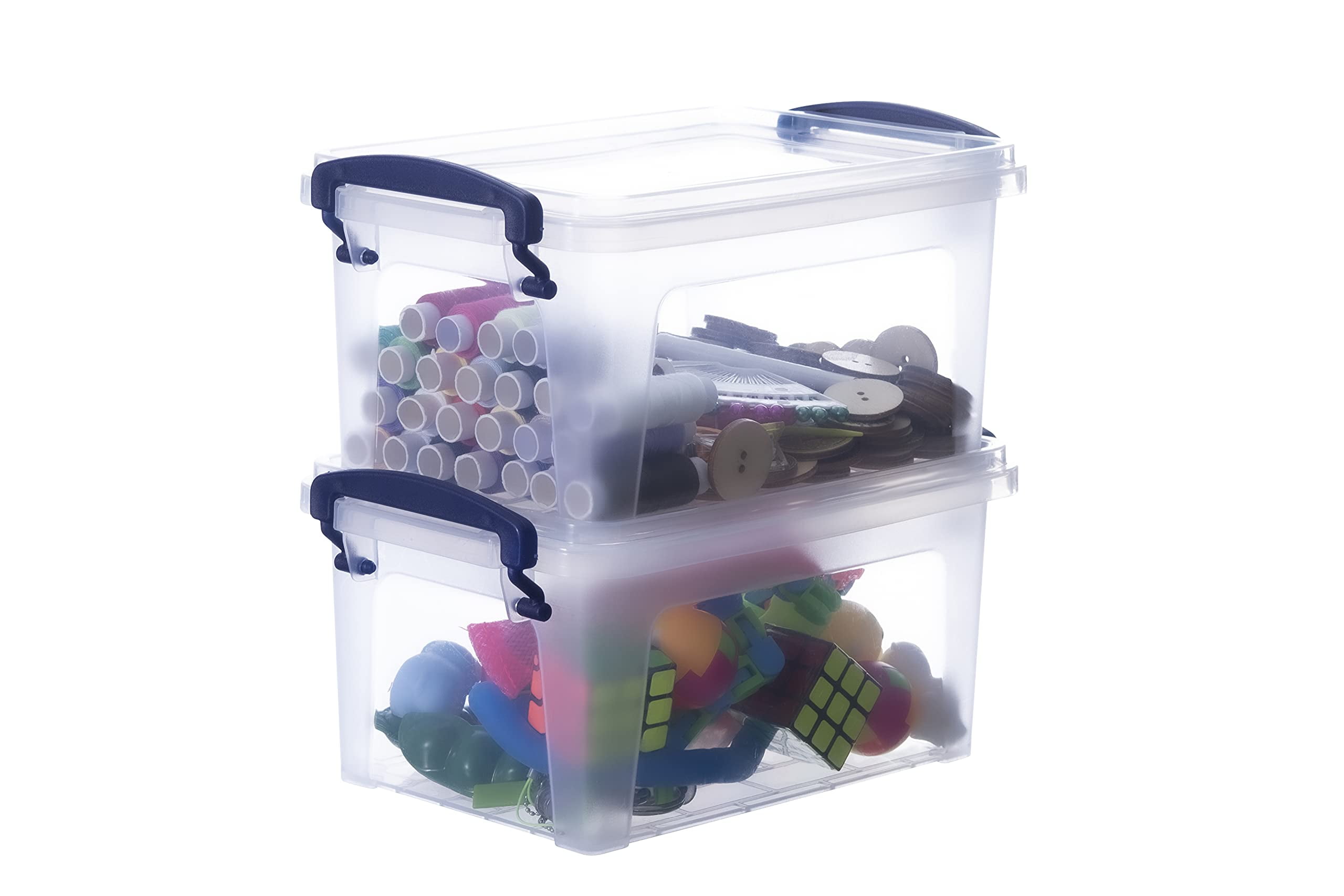 Superio Clear Storage Bins with Lid, 1.75 Qt. (2 Pack) Stackable ...