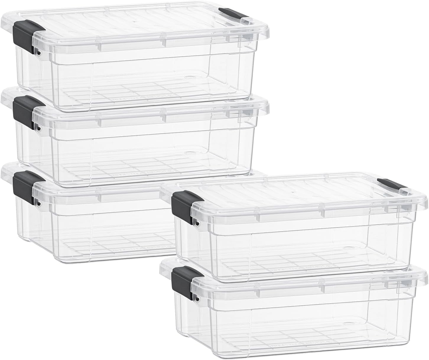 Superio Clear Storage Bins with Lids, 5 Pack- Plastic Storage Boxes for ...