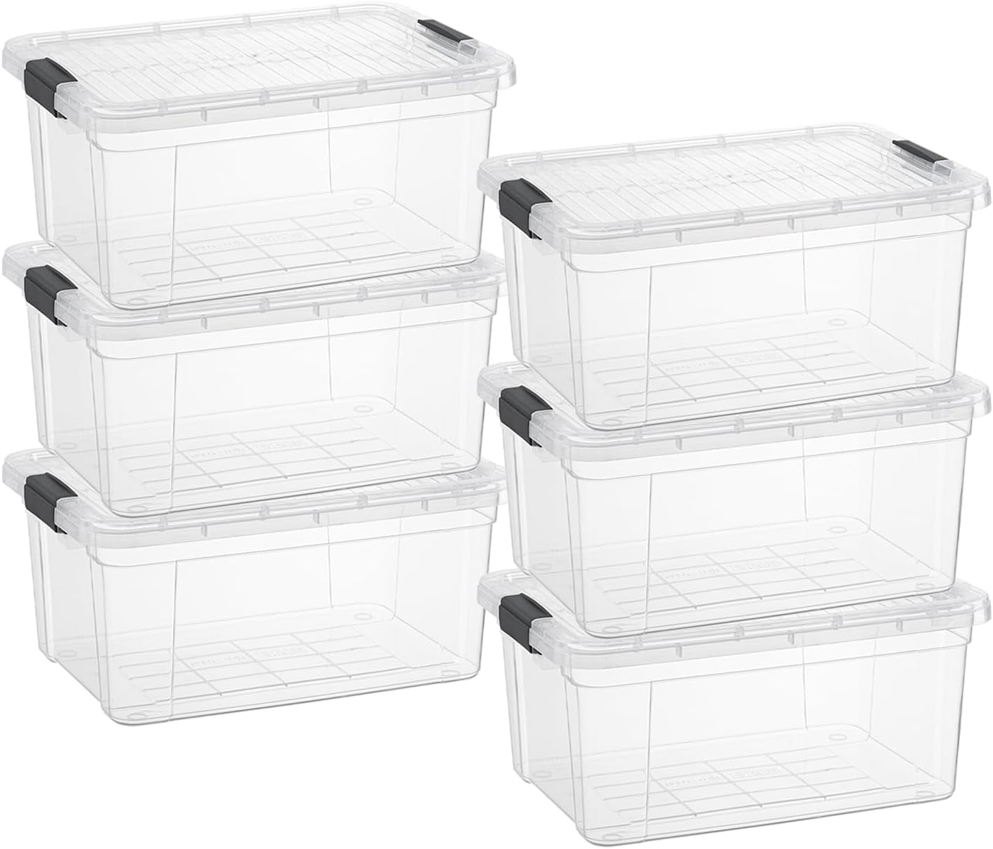 Superio Clear Storage Bins with Lids, 6 Pack- Plastic Storage Boxes for ...