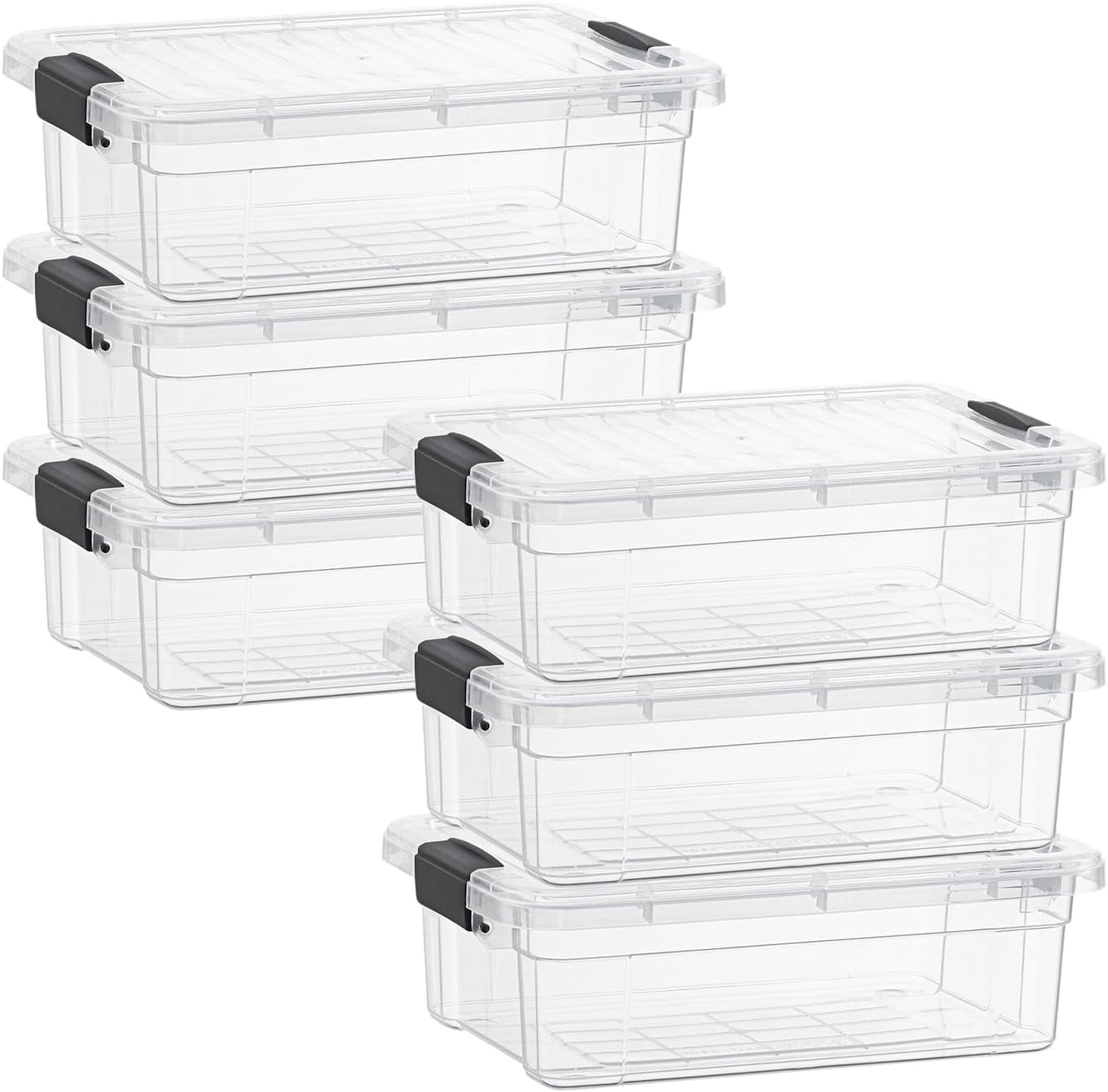 Superio Clear Storage Box with Lid, 13.7 Quart Plastic Container Bins ...