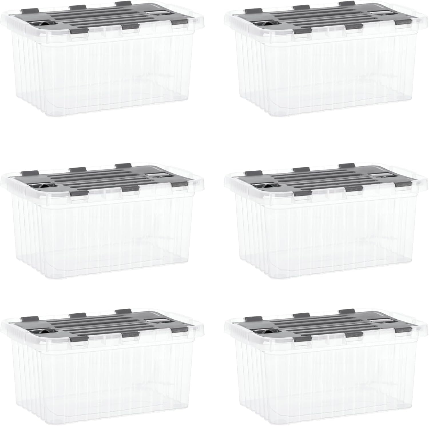 Superio Clear Storage Boxes with Attached Lids, Plastic Container Bins ...