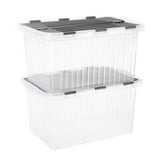 Superio Clear Storage Boxes with Lids, Airtight Hinged Lid, 35 Qt, Stackable, 2 Pack - Walmart.com