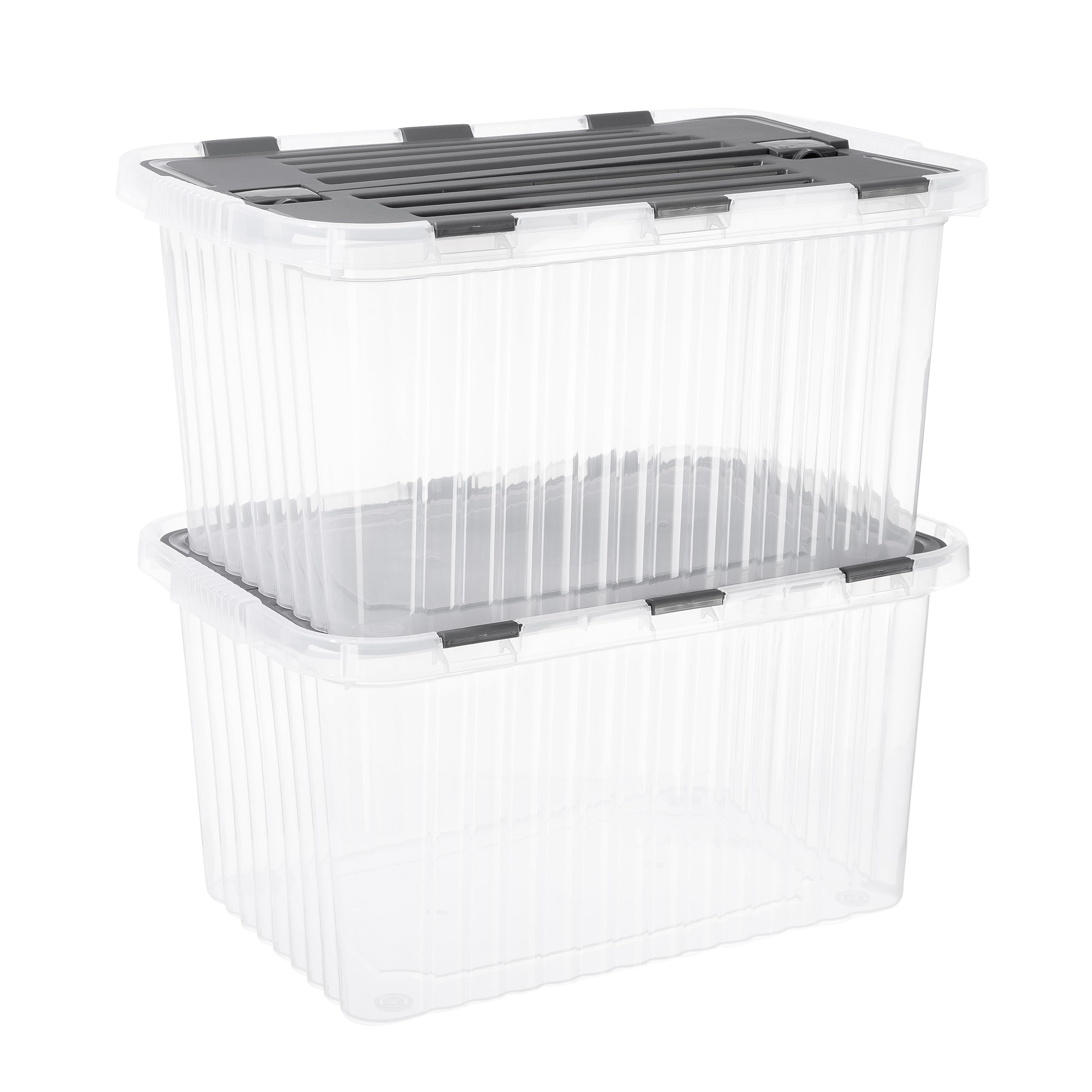 Superio Clear Storage Boxes with Lids, Airtight Hinged Lid, 35 Qt ...