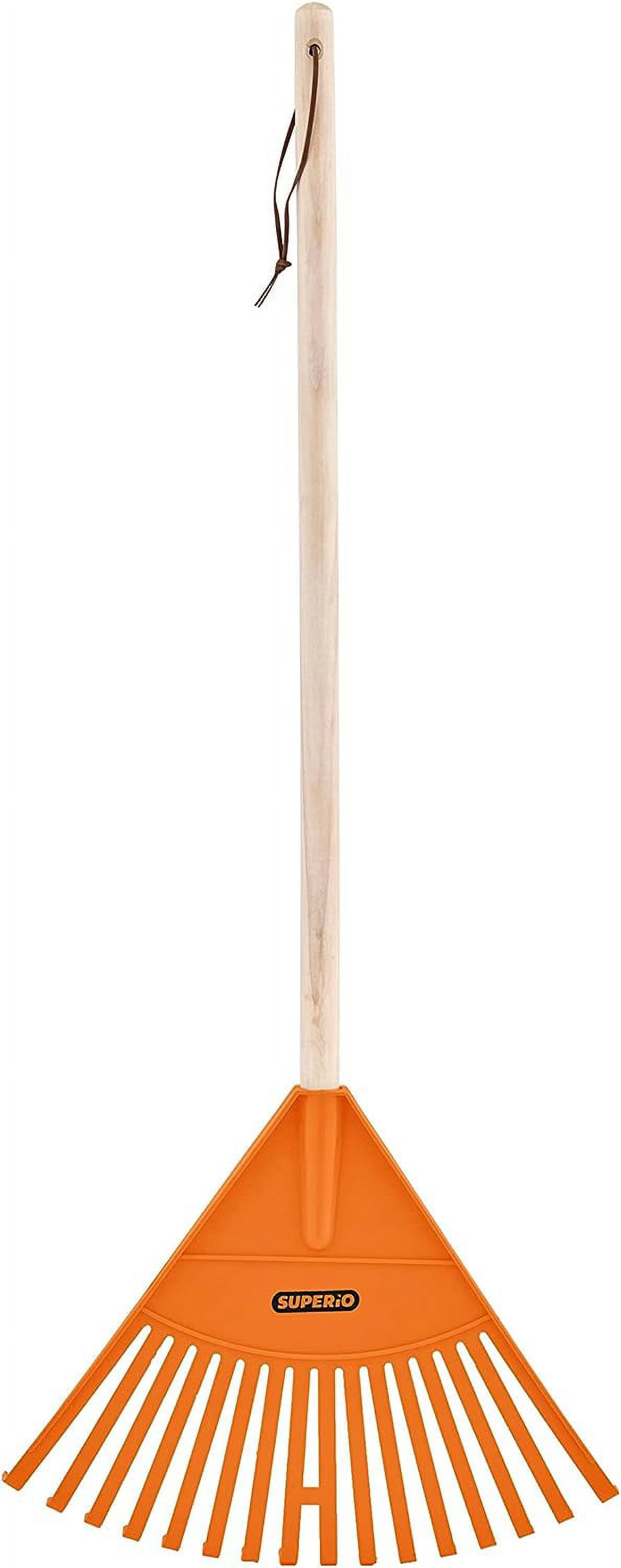 Superio Garden Kids Rake with Wood Handle, Plastic Orange Rake ...