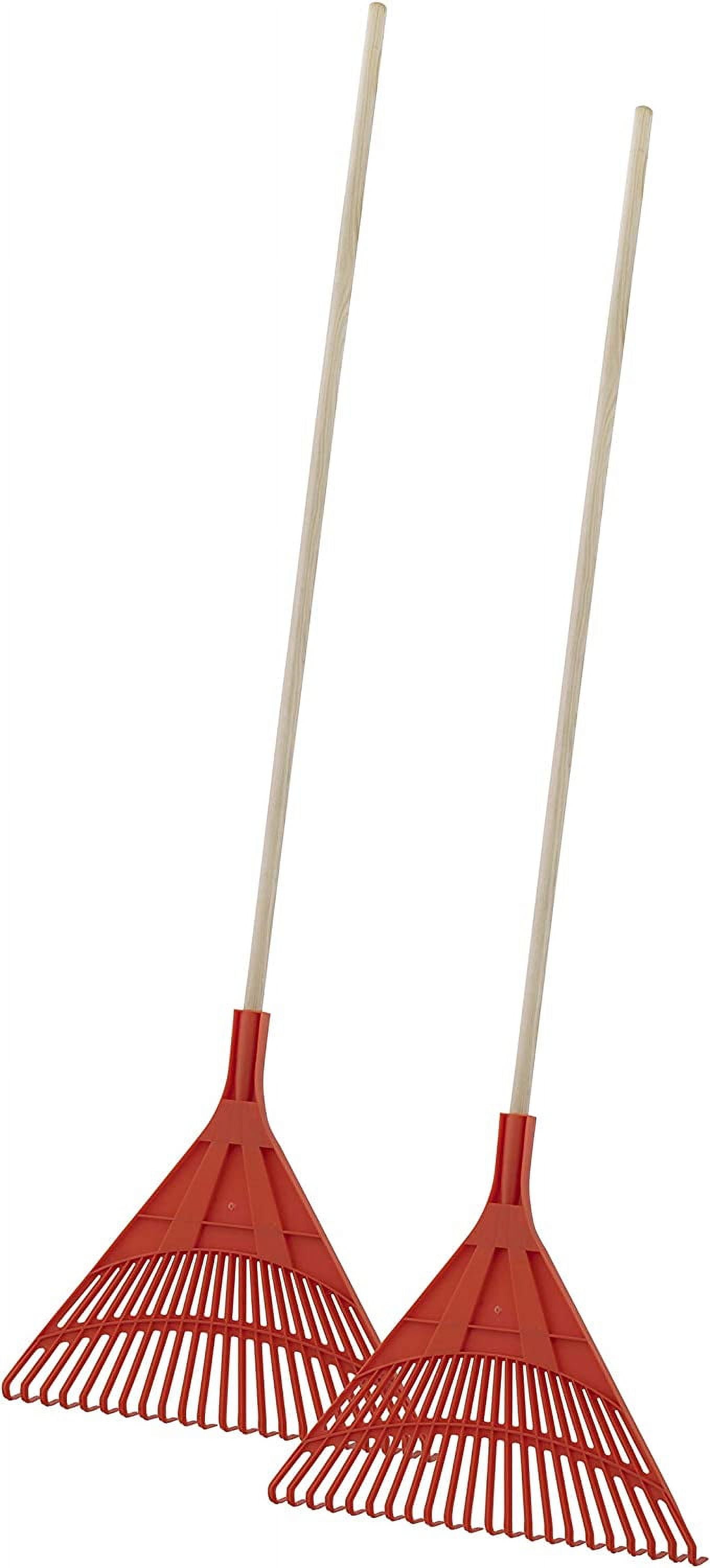Superio Garden Rake Leaf with Wood Handle (2 Pack) Durable Rake Plastic ...