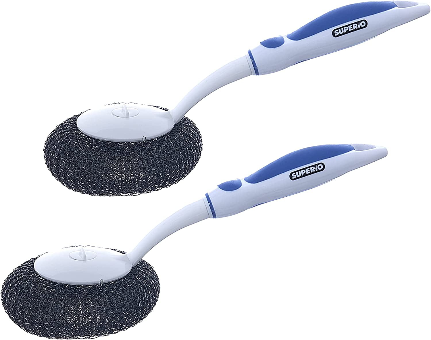 Superio Grill Brush with Long Handle Blue-(2 Pack) Stainless Steel ...