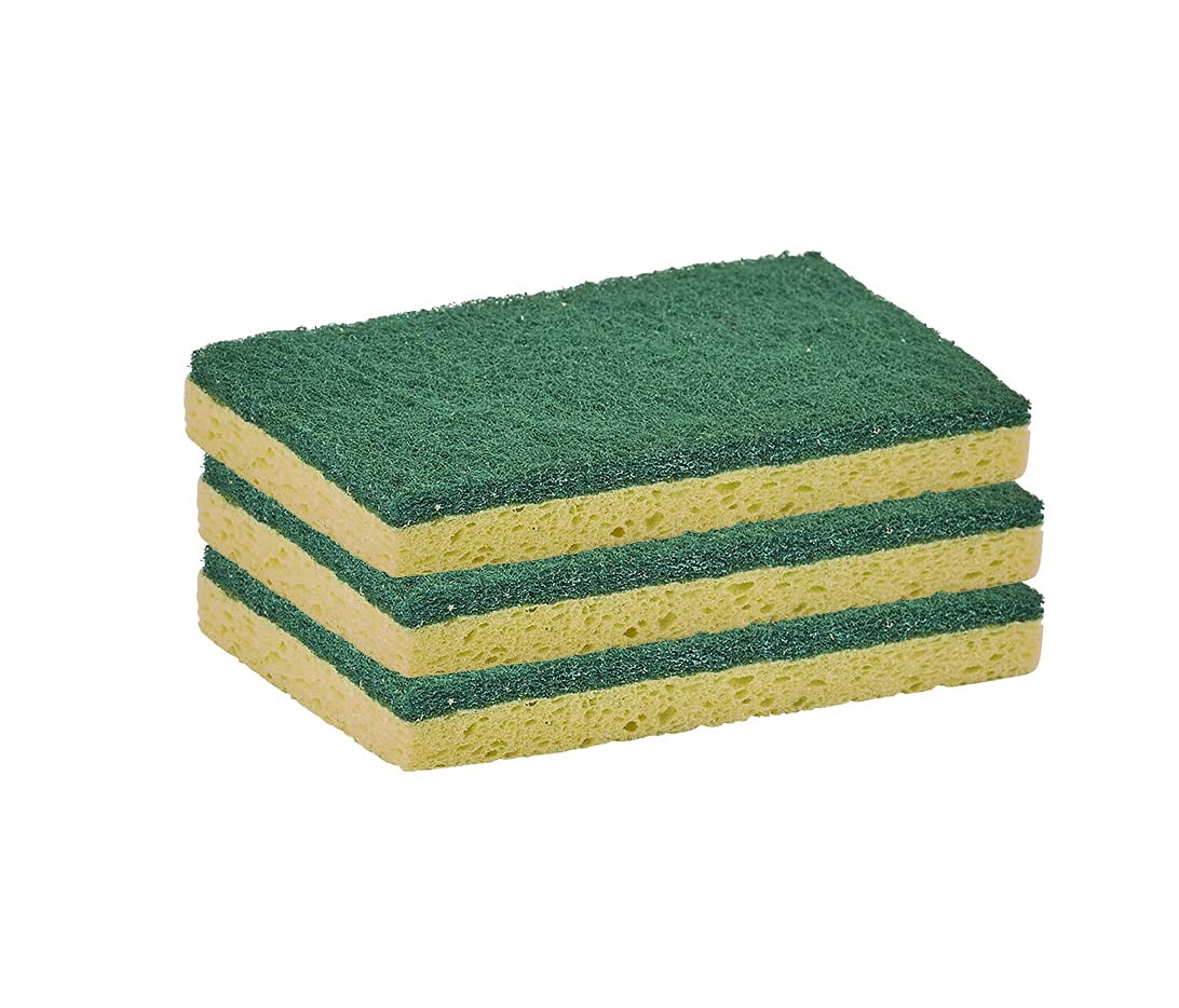 Superio Heavy Duty Cellulose Sponge with Scouring Pad, Non Scratch (3 ...