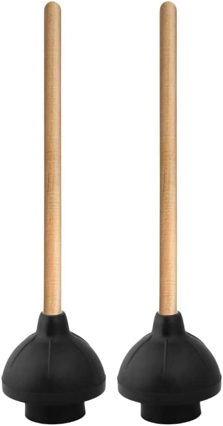 Superio Heavy Duty Plunger with 21 Inch Wooden Handle, Black Rubber (2 ...