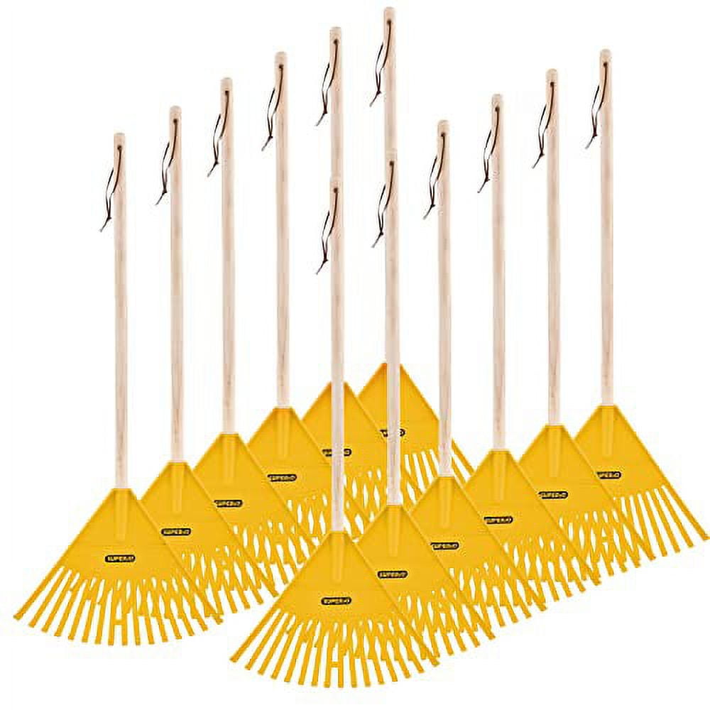 Superio Kids' Outdoor Rake, Yellow Plastic Head, Hardwood Handle, 34 ...