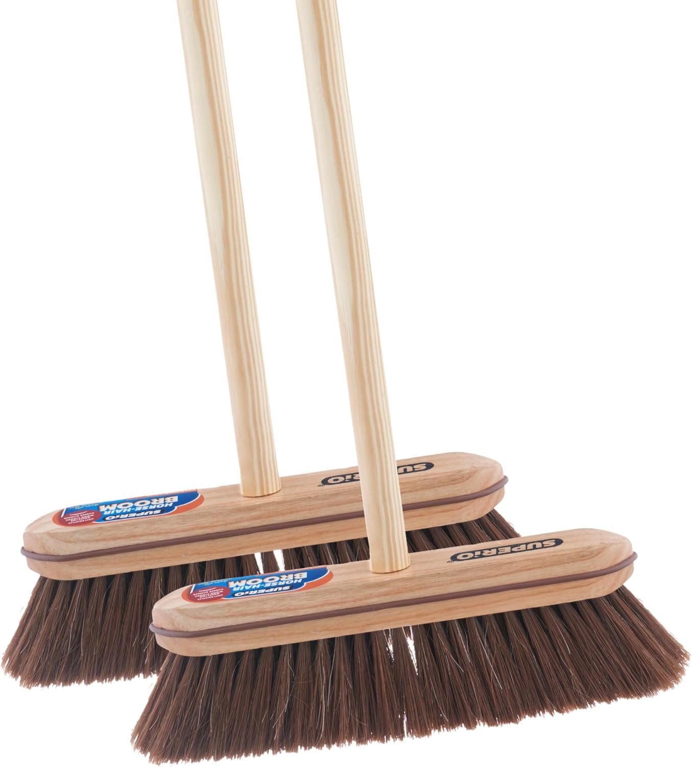 Superio Kitchen and Home Horsehair Broom with Wood Handle, Fine Premium ...