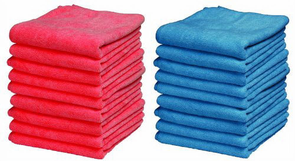 Superio Micro Fiber Cloth 16x24 Inch (12 Pack) 6 Red & 6 Blue ...