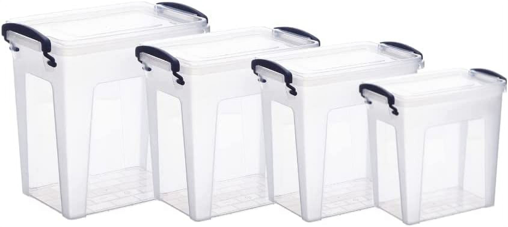 Superio Mini Deep Storage Organizer Bin with Lid X-Deep (4 Pack), Small ...