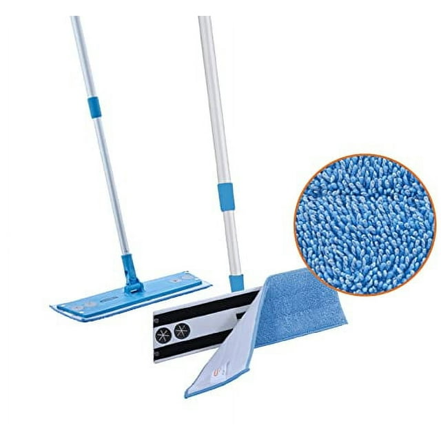 Superio Miracle Mop Set 2 Pack, Microfiber Flat Mop Wet and Dust Mop ...