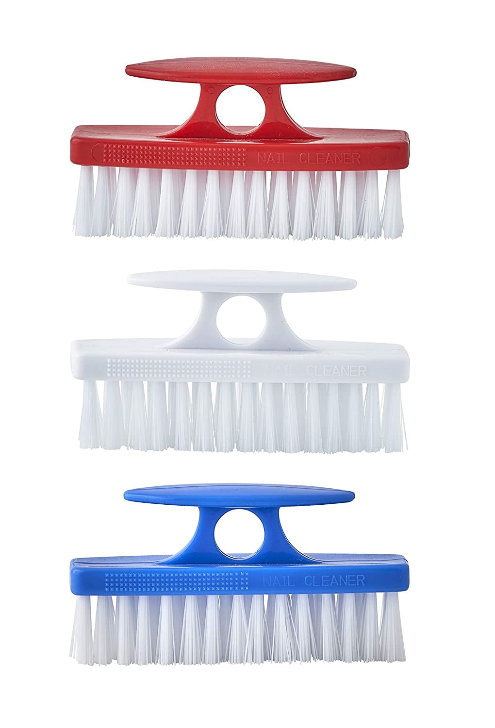 Superio Nail Brush Cleaner with Handle, 3 Pack (Red, Blue, White ...