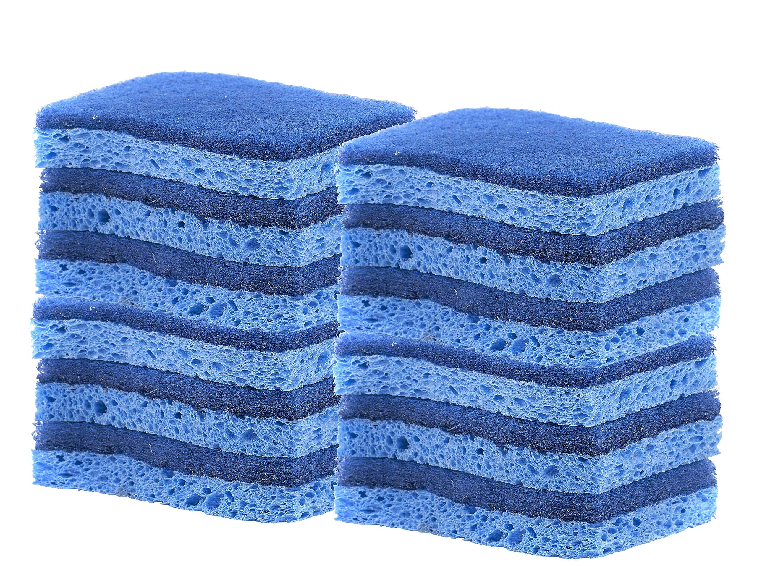 Superio Non-Scratch Cellulose Sponge with Scouring Pad - Blue (12 Pack ...