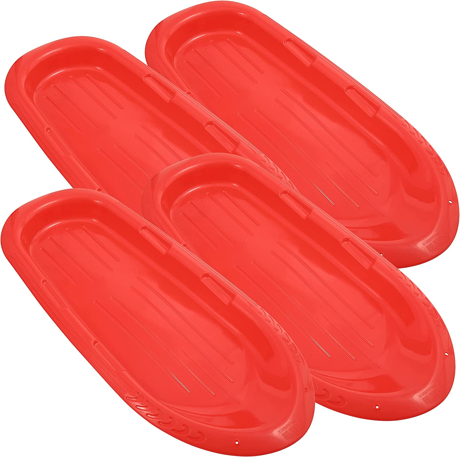 Superio Pack of 4 Toboggan Snow Sleds for Kids and Adults, 48" Heavy ...