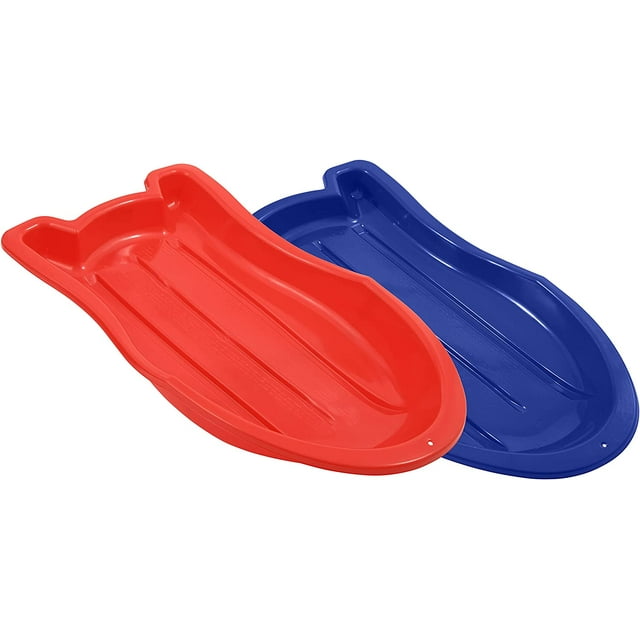 Superio Pack of 2 Toboggan Snow Sleds for Kids and Adults, 37" Plastic ...