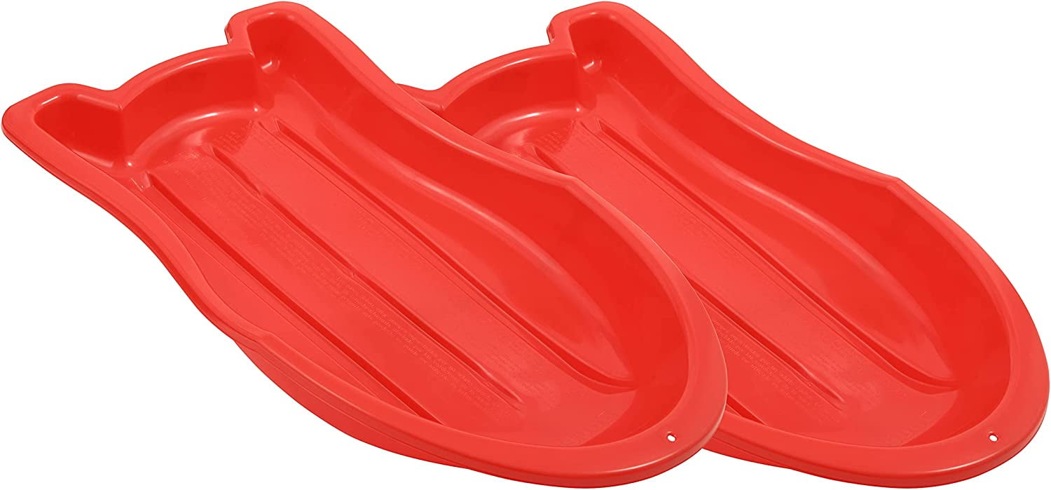 Superio Pack of 2 Toboggan Snow Sleds for Kids and Adults, 37" Plastic ...