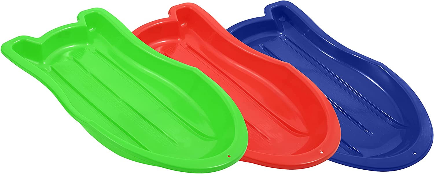 Superio Pack of 3 Toboggan Snow Sled for Kids and Adults, 37" Plastic ...
