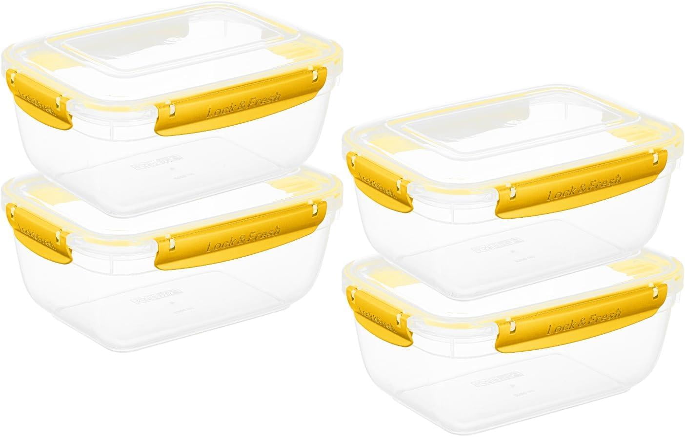 Superio Plastic Food Storage Containers with Airtight Lids, 4 Pack- 80 ...