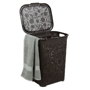 Superio 50L Large Lace Plastic Laundry Hamper with Lid - Beige (3 Pack ...