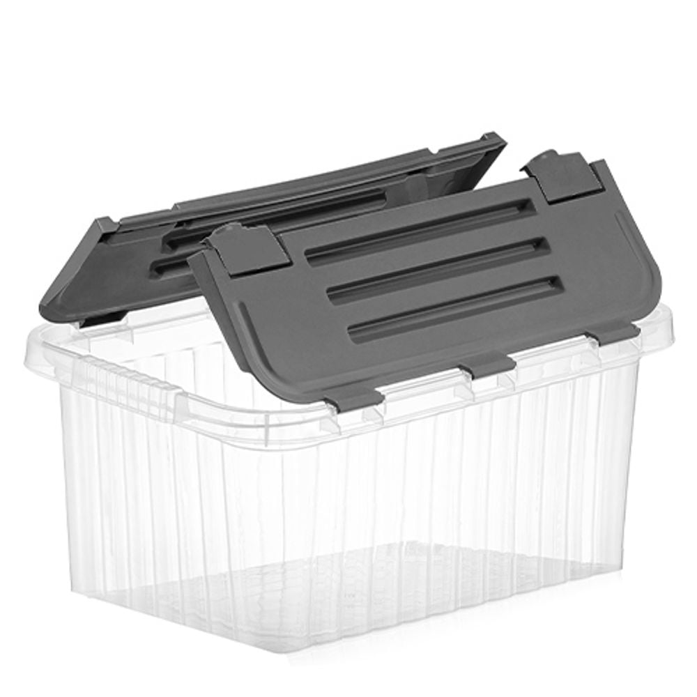 Superio Plastic Storage Box with Hinged Lids, 17"L x 11.65"W x 8.75"H ...