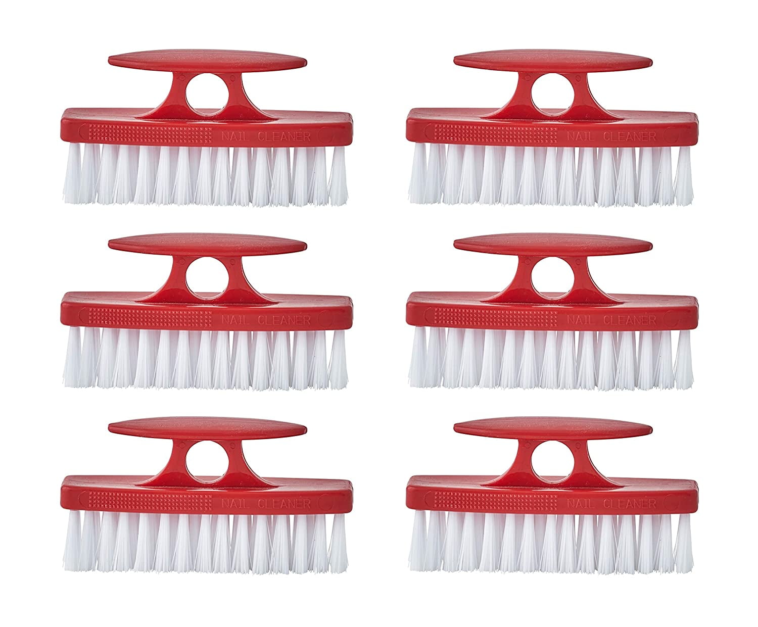 Superio Red Nail Brush Cleaner with Handle, 6 Pack - Durable Brush ...