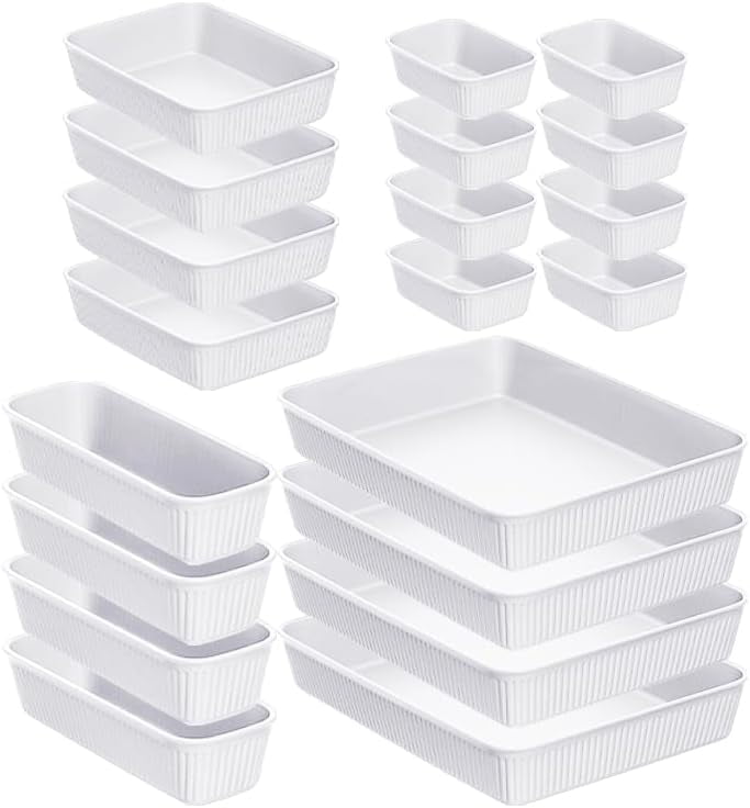 Superio Ribbed Collection - Decorative Plastic Desk Drawer Organizer ...
