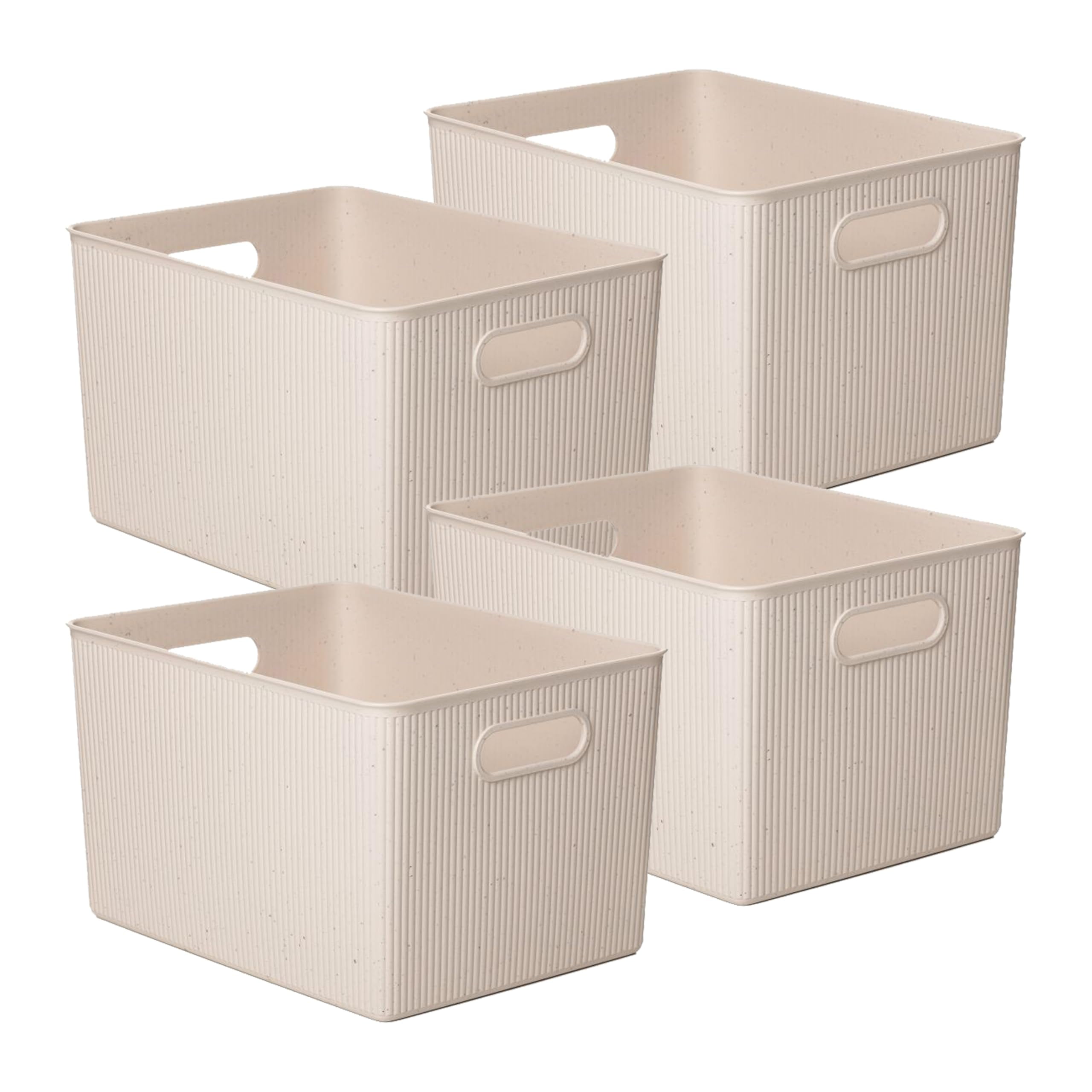 Superio Ribbed Collection - Decorative Plastic Open Home Storage Bins ...