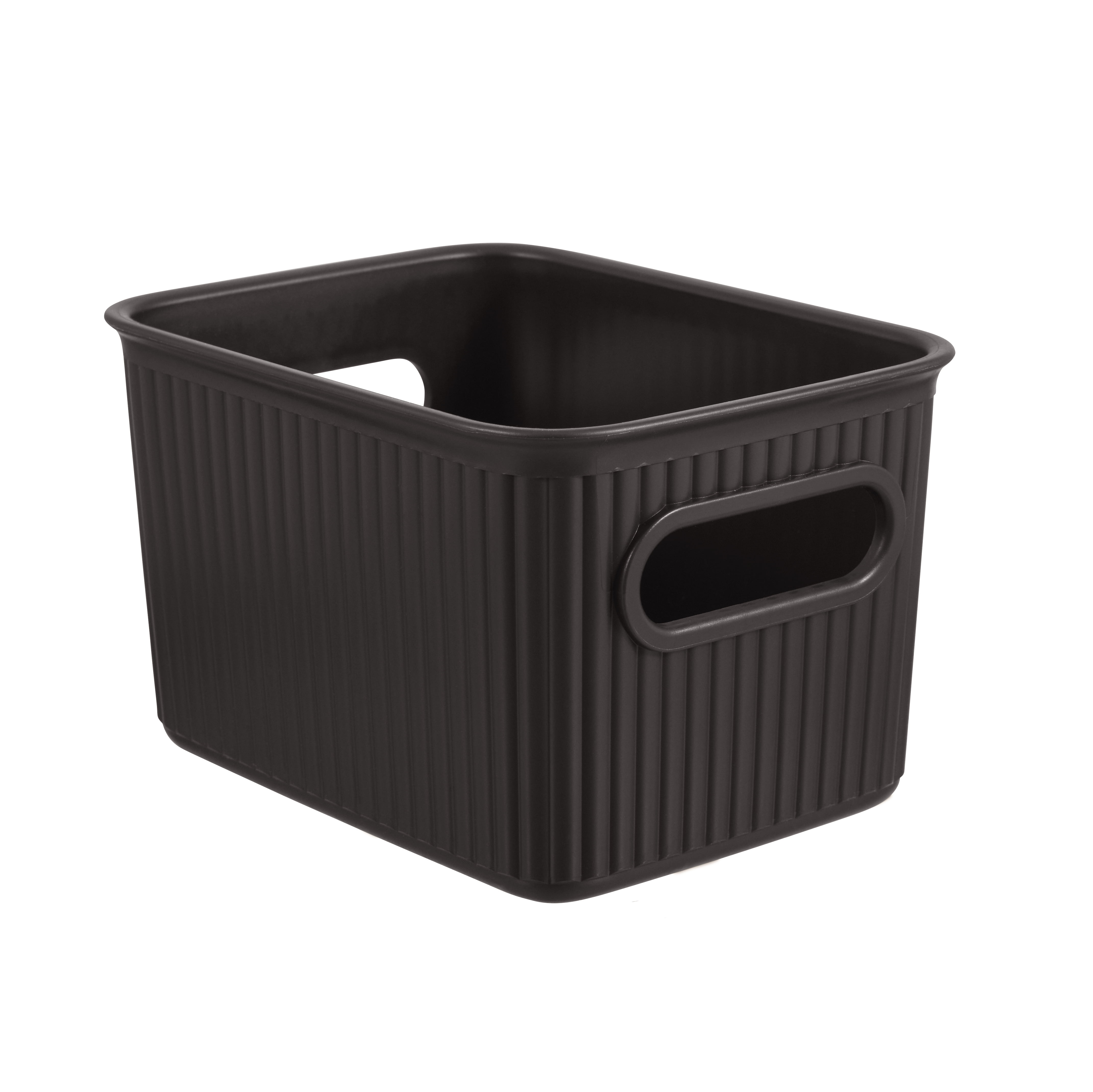 Superio Ribbed Plastic Storage Basket Organizer, Brown Stackable Closet ...