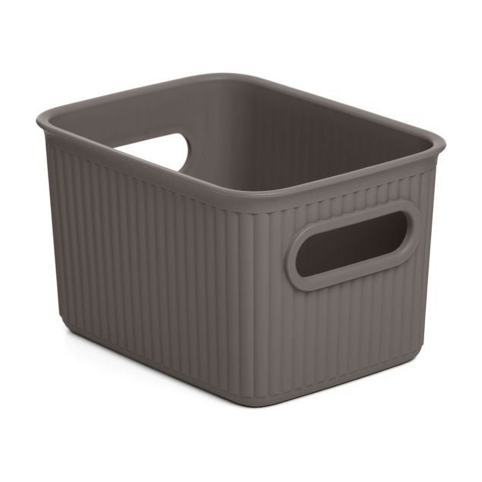 Superio Ribbed Plastic Storage Basket Organizer, Brown Stackable Closet ...