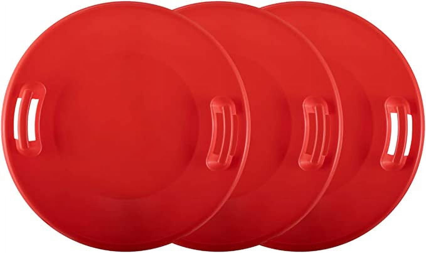 Superio Round Kids Snow Saucer Sled Red 3 Pack Plastic Winter Sleds for ...