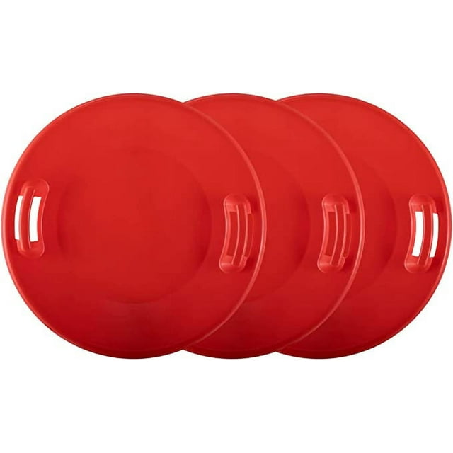 Superio Round Kids Snow Saucer Sled Red 3 Pack Plastic Winter Sleds for ...